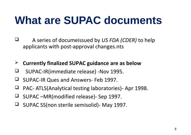 Supac | PPT | Pharmaceutical Industry | Industries