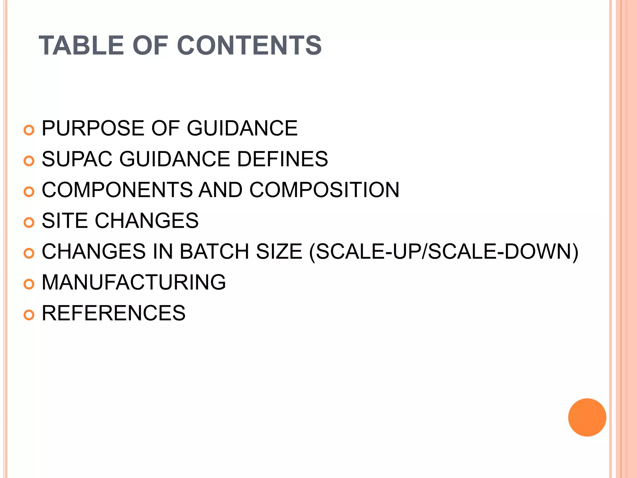 Supac - Guidance for Immediate Release Dosage Form | PPTX