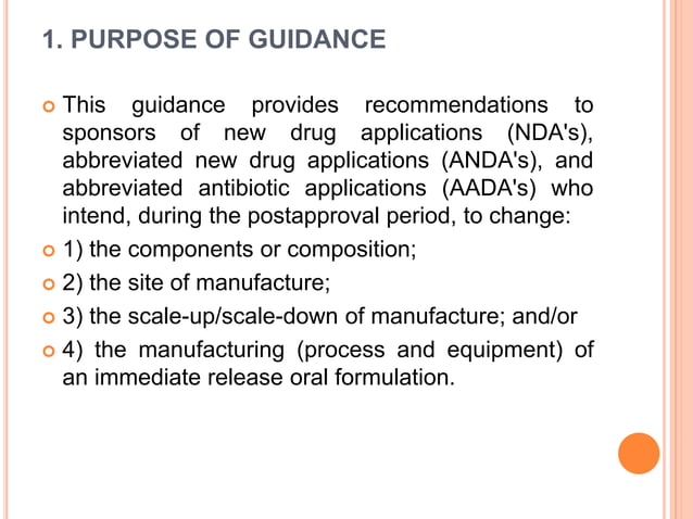 Supac - Guidance for Immediate Release Dosage Form | PPTX