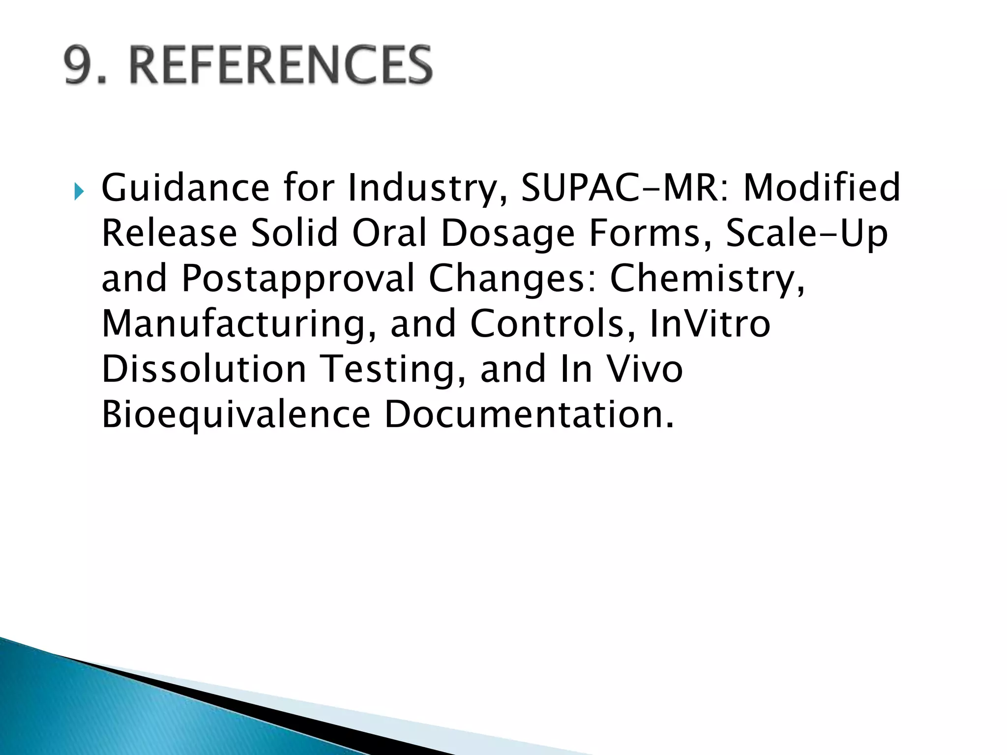 Supac - Guidance for Modified Release Dosage Form | PPTX