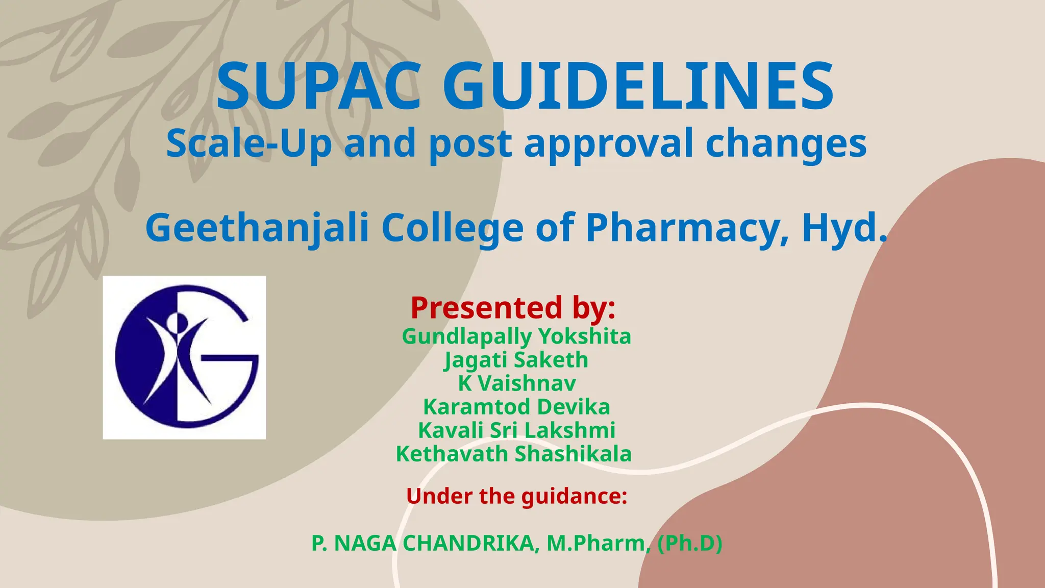 SUPAC GUIDELINES, History, levels of changes, changes in components ...