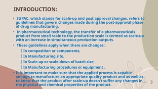 SUPAC GUIDELINES, History, levels of changes, changes in components ...