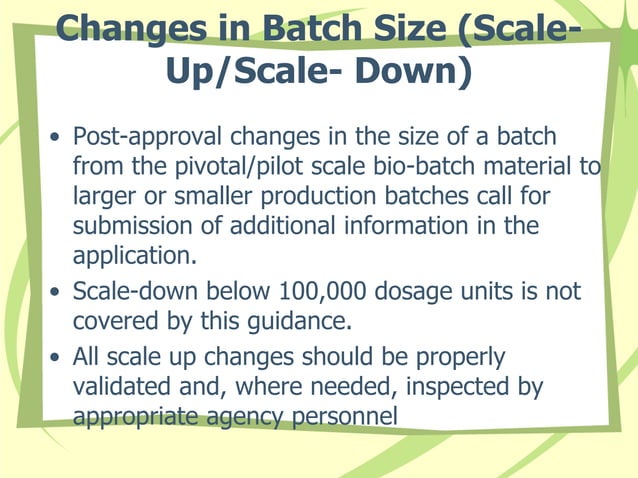(SUPAC- Part 2) (SCALE UP AND POST APPROVAL CHANGES) | PPTX ...