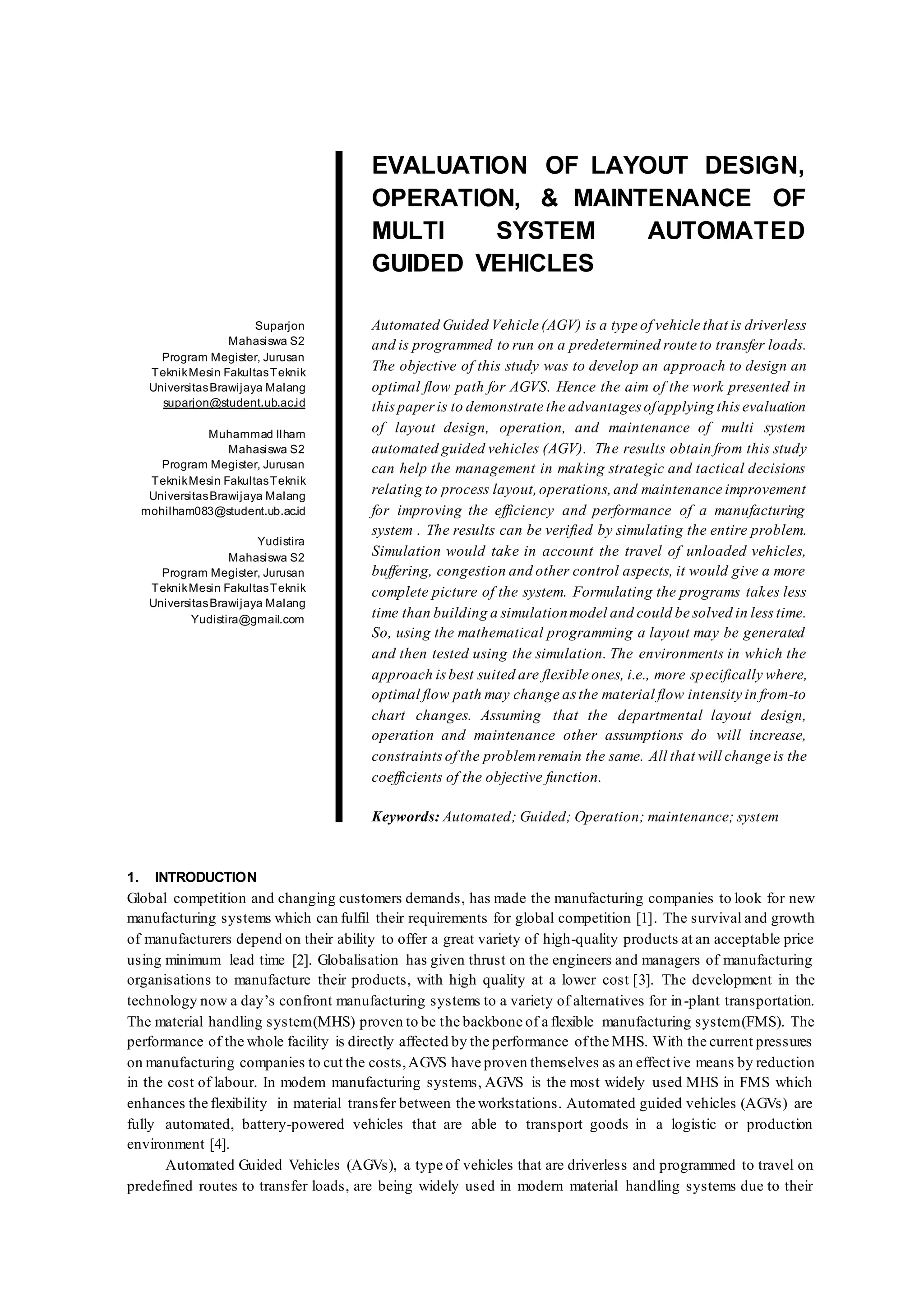 EVALUATION OF LAYOUT DESIGN, OPERATION, & MAINTENANCE OF MULTI SYSTEM ...