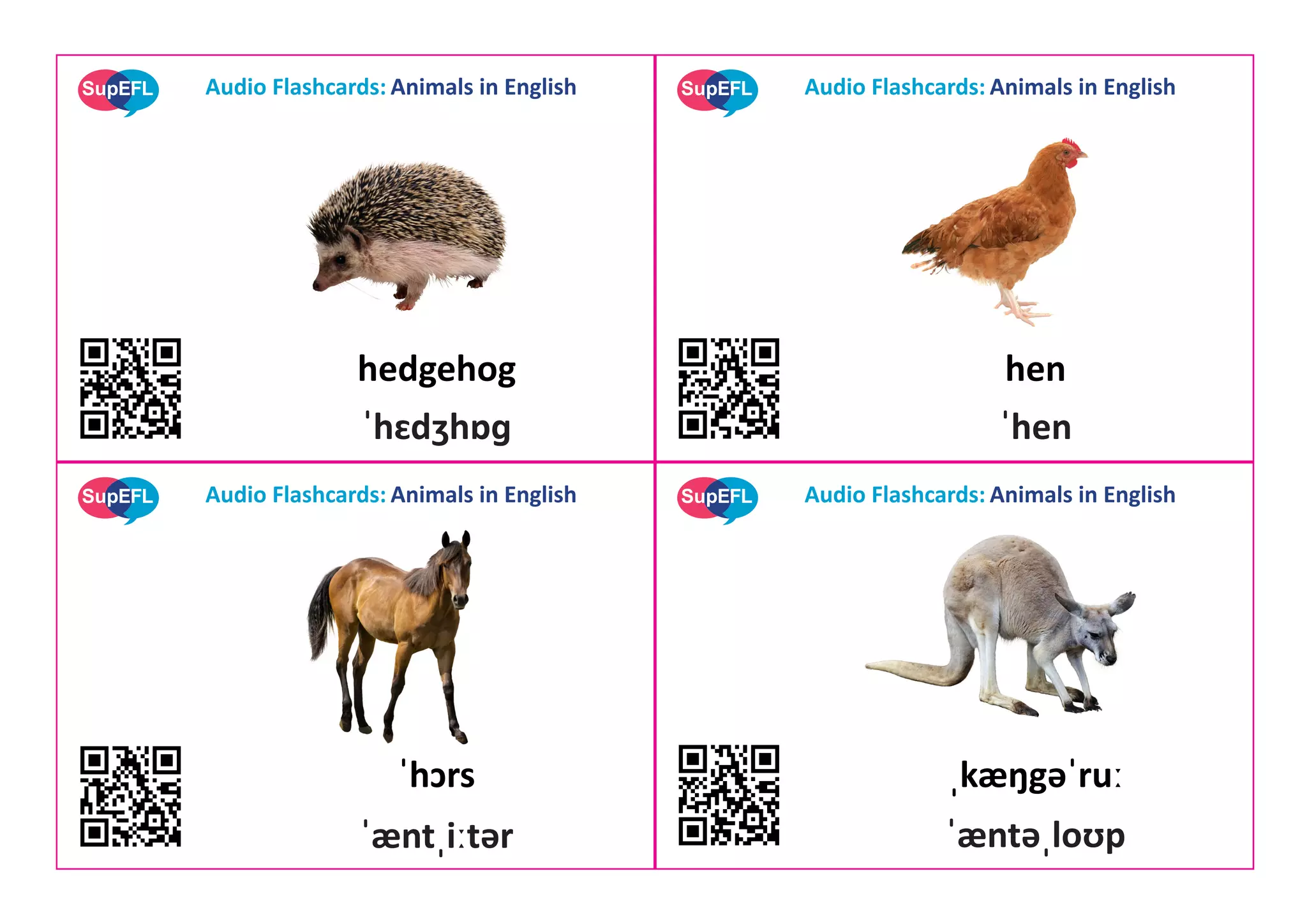 SupEFL audio flashcards: animals in english set 1 | PDF