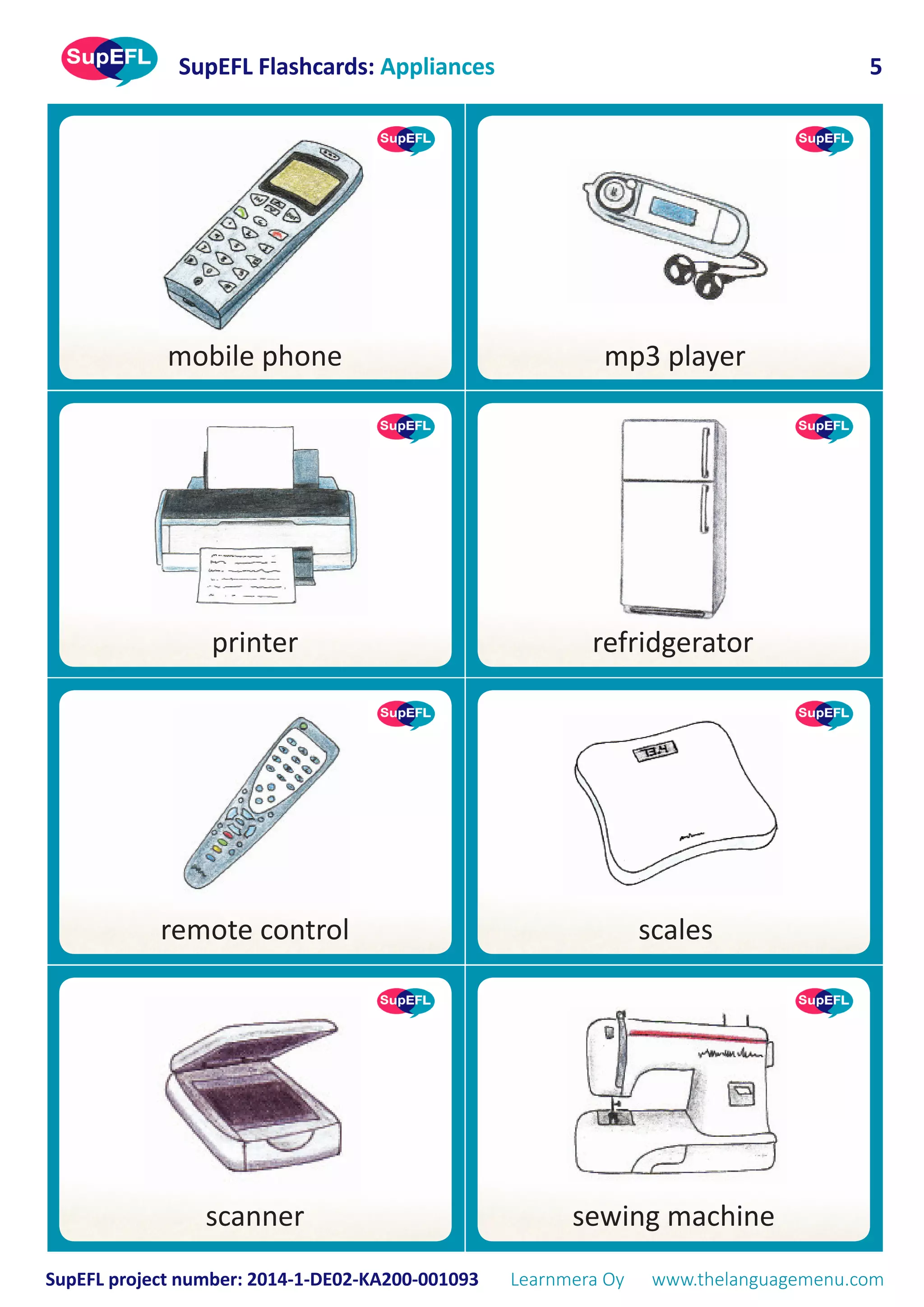 SupEFL flashcards appliances (in english) | PDF