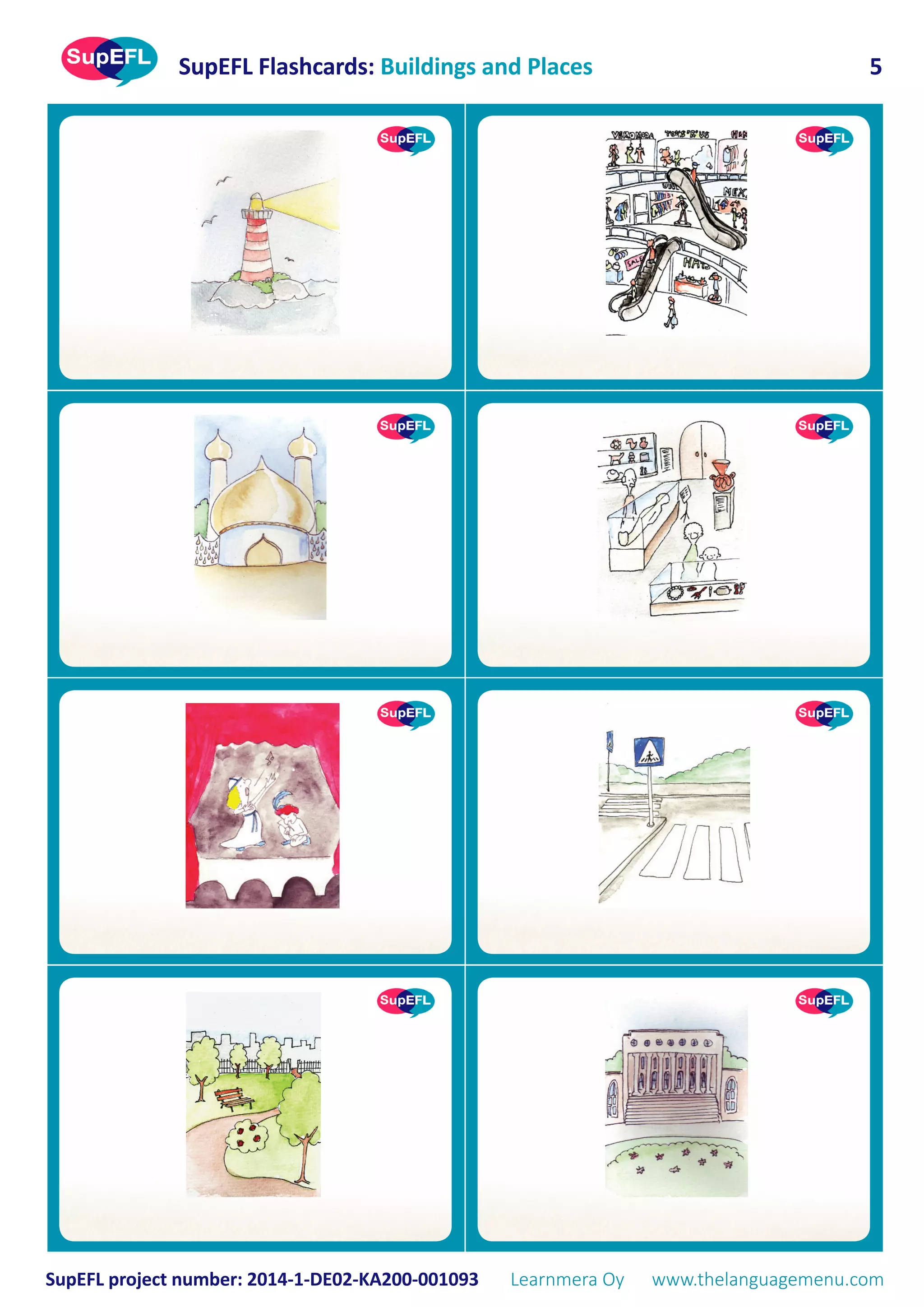 SupEFL flashcards: buildings and places | PDF | Free Download