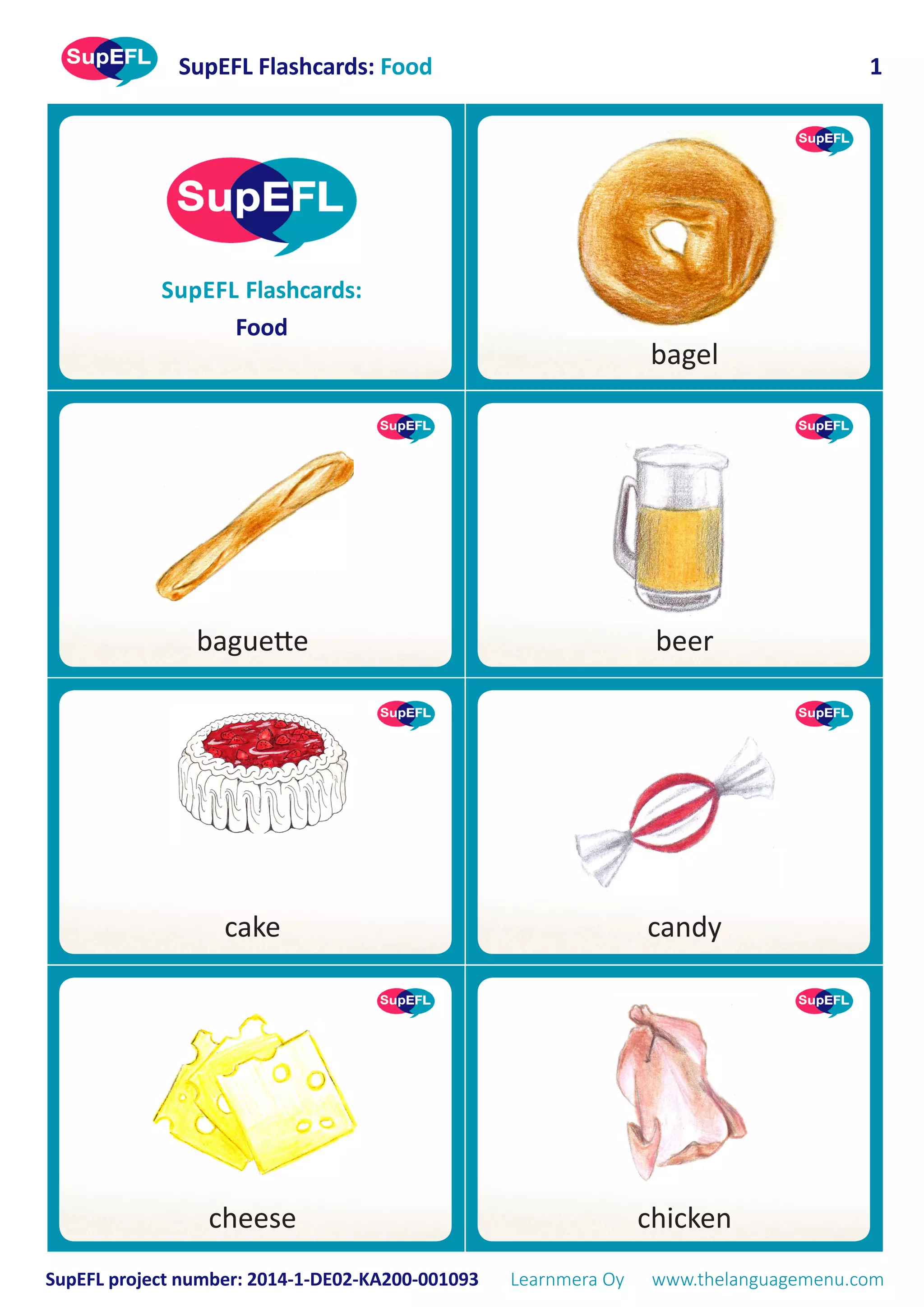 SupEFL flashcards: food (in english) | PDF