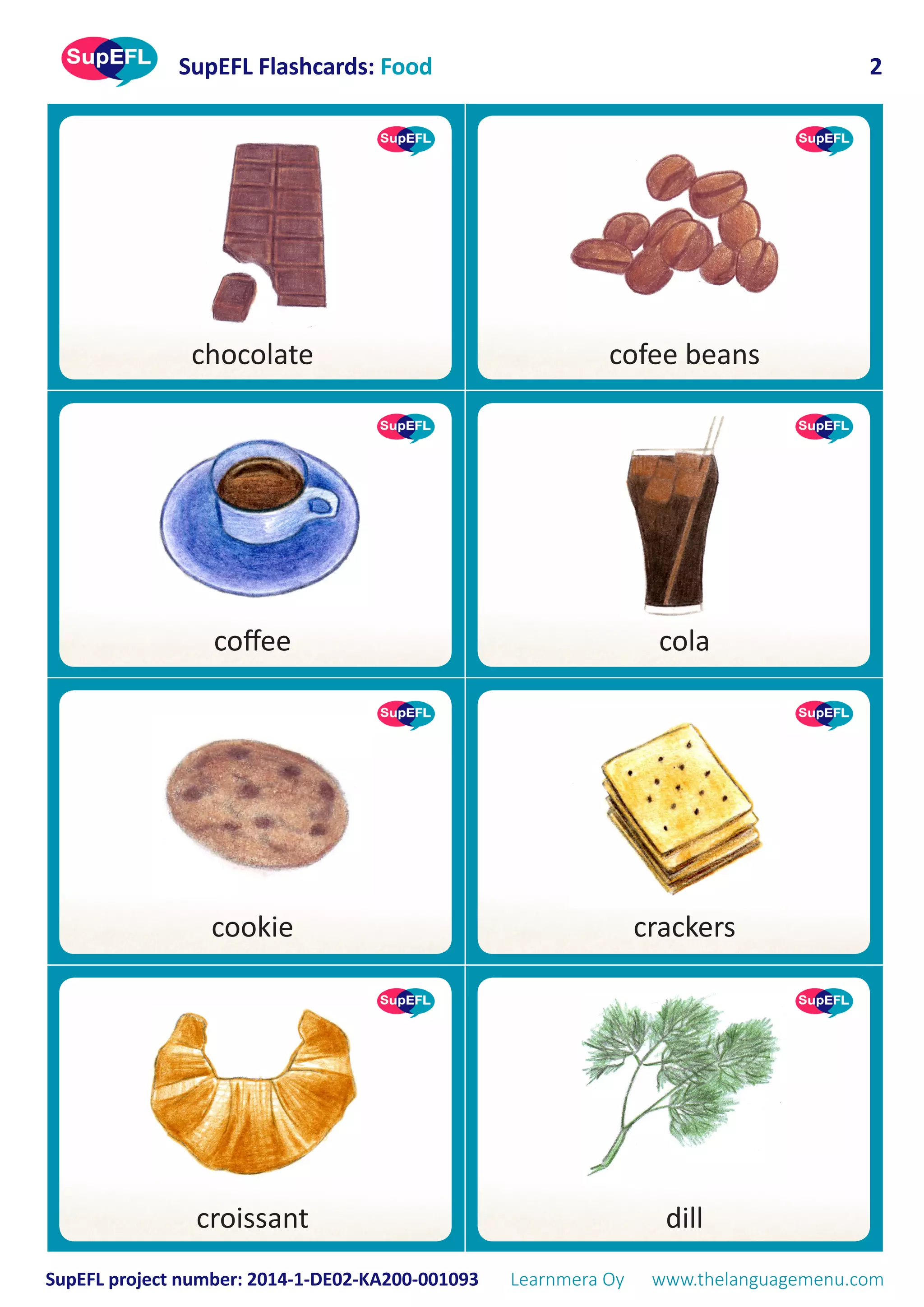 SupEFL flashcards: food (in english) | PDF