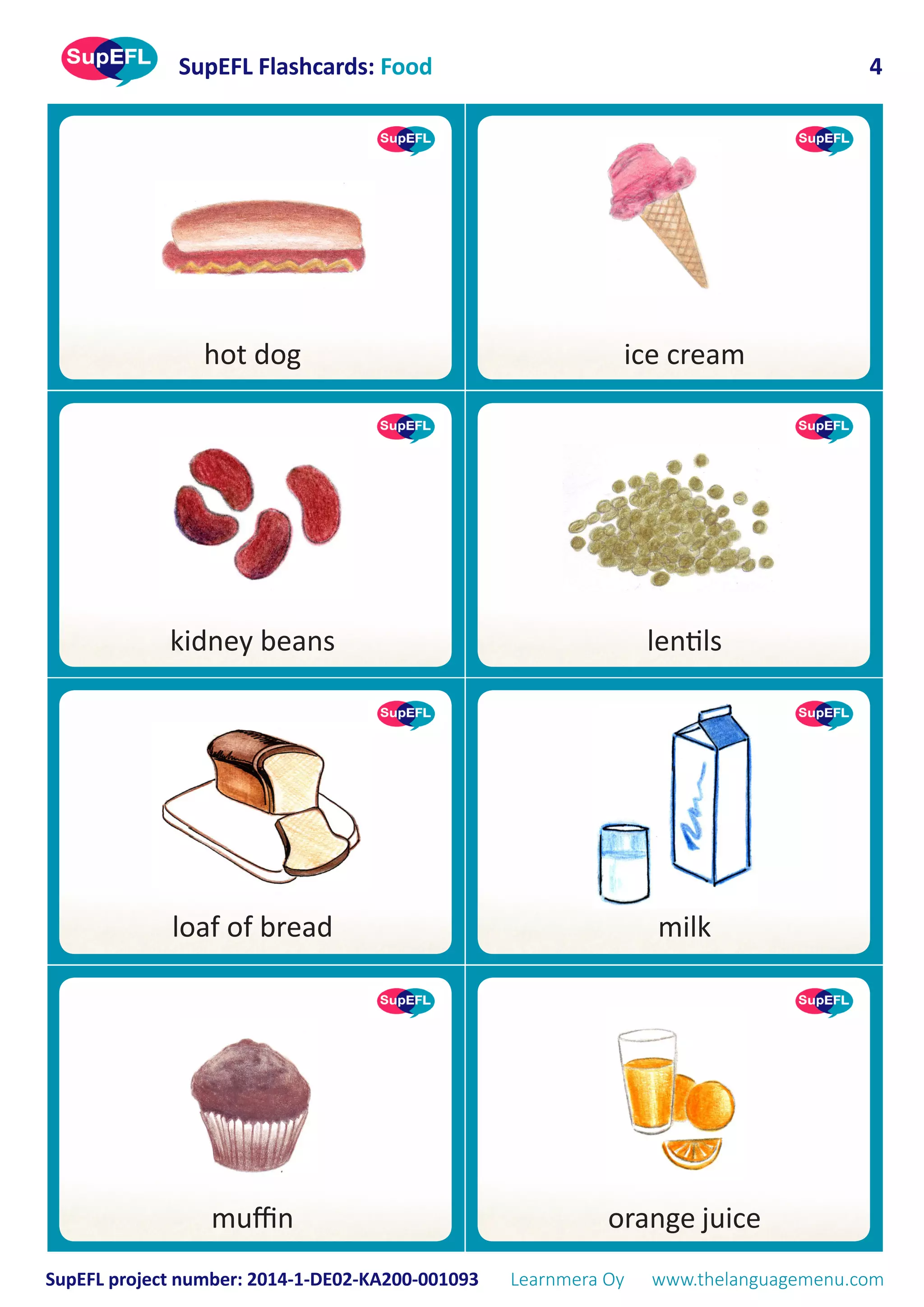 SupEFL flashcards: food (in english) | PDF