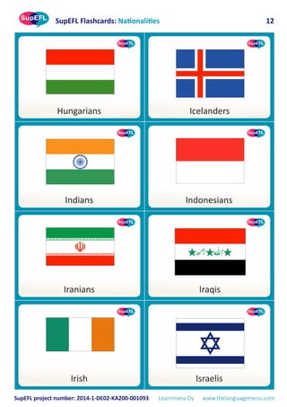 SupEFL flashcards: nationalities (in english) | PDF