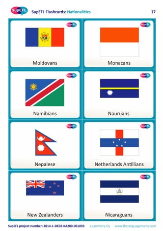 SupEFL flashcards: nationalities (in english) | PDF