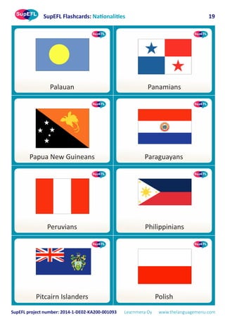 SupEFL flashcards: nationalities (in english) | PDF