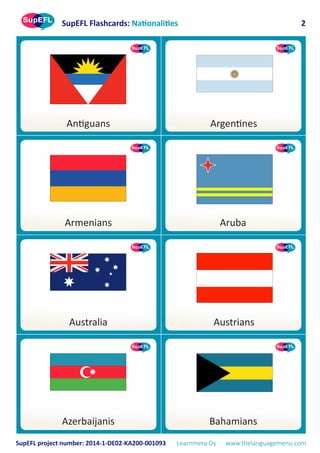 SupEFL flashcards: nationalities (in english) | PDF