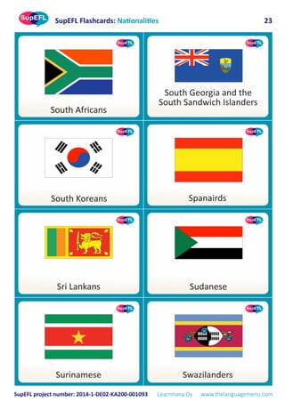 SupEFL flashcards: nationalities (in english) | PDF