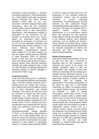 Super Absorbent Polymer A Review on the Production Material ...