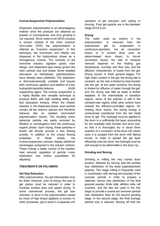 Super Absorbent Polymer A Review on the Production Material ...