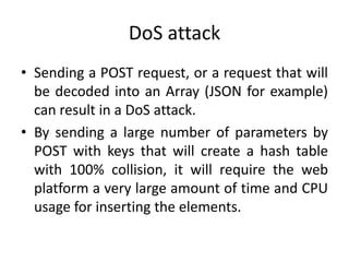 Collision vulnerability for hash data structures in web platforms | PPTX