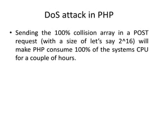Collision vulnerability for hash data structures in web platforms | PPTX