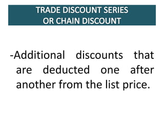 Example Trade Discount Series
