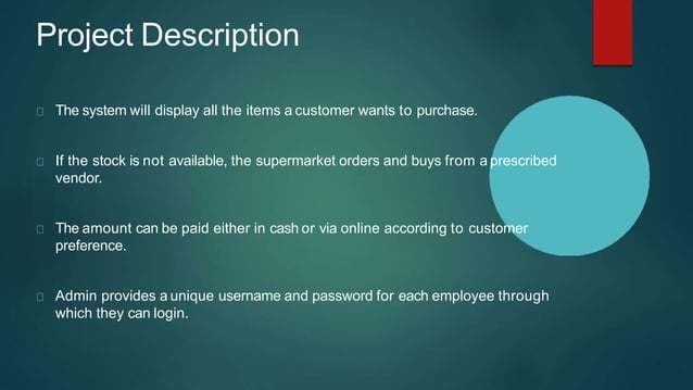 Supermarket management system | PPTX | Databases | Computer Software and Applications