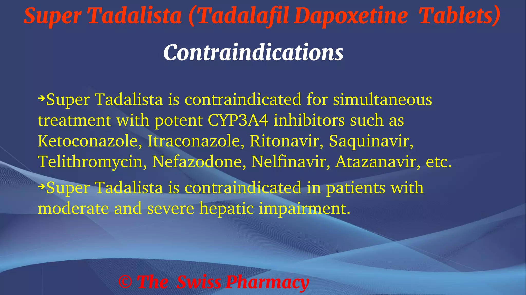 Super Tadalista Tablets (Tadalafil and Dapoxetine Combination Tablets ...