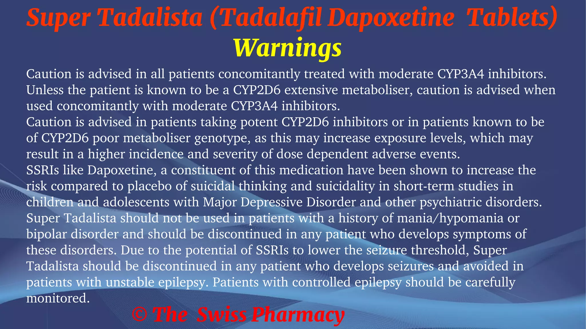 Super Tadalista Tablets (Tadalafil and Dapoxetine Combination Tablets ...