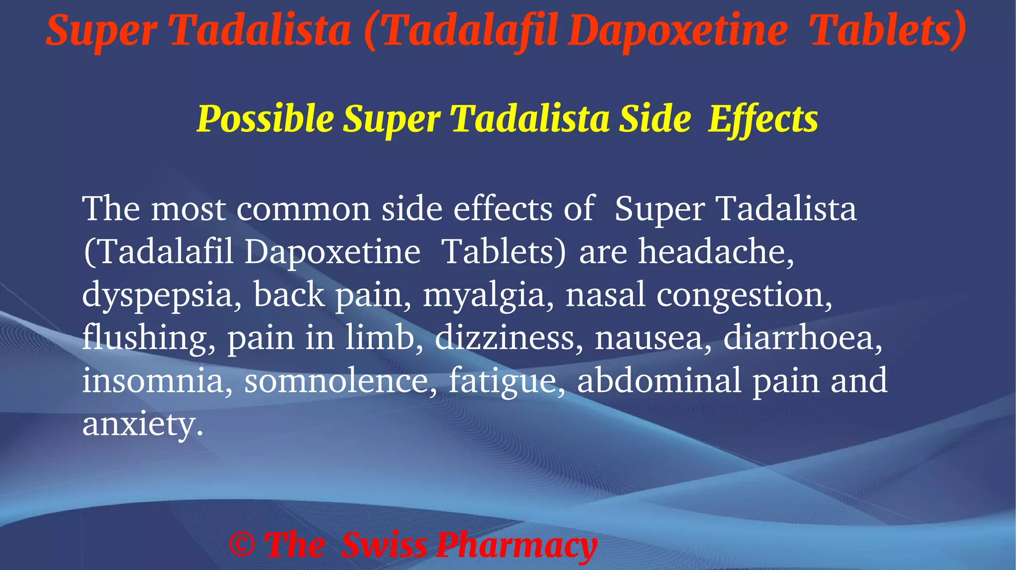 Super Tadalista Tablets (Tadalafil and Dapoxetine Combination Tablets ...