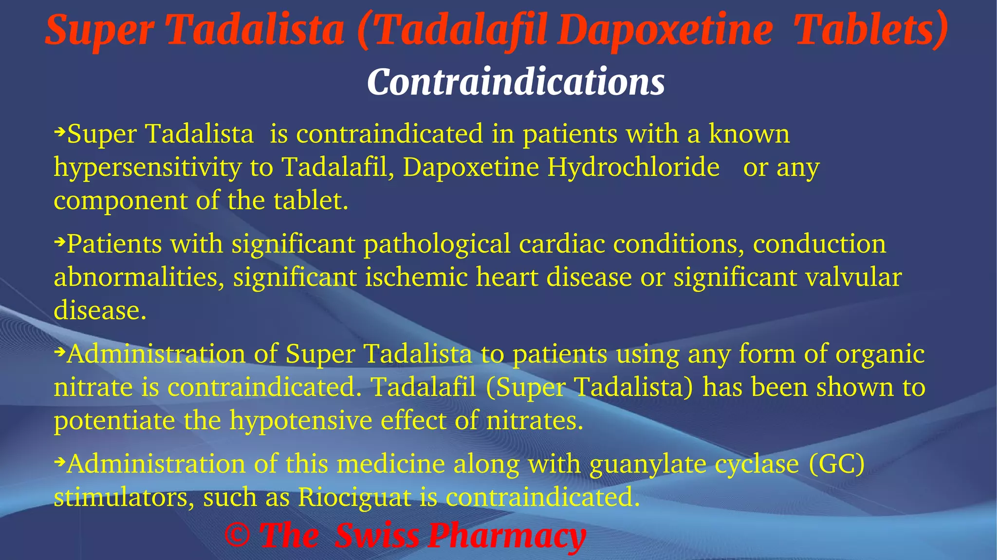 Super Tadalista Tablets (Tadalafil and Dapoxetine Combination Tablets ...