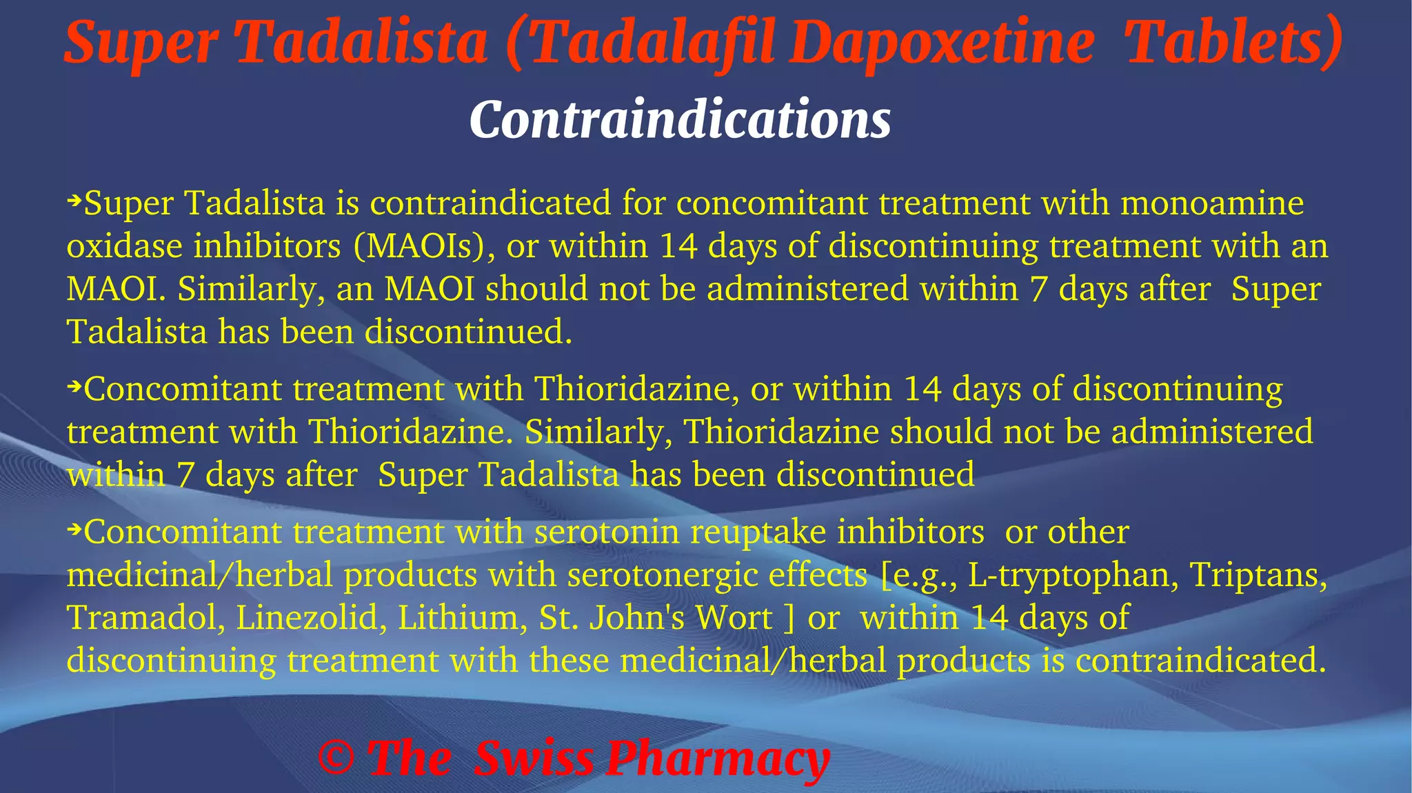 Super Tadalista Tablets (Tadalafil and Dapoxetine Combination Tablets ...
