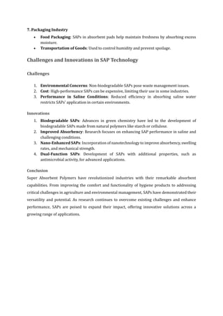 Super Absorbent Polymers (SAP): Applications, Usage, and Description | PDF
