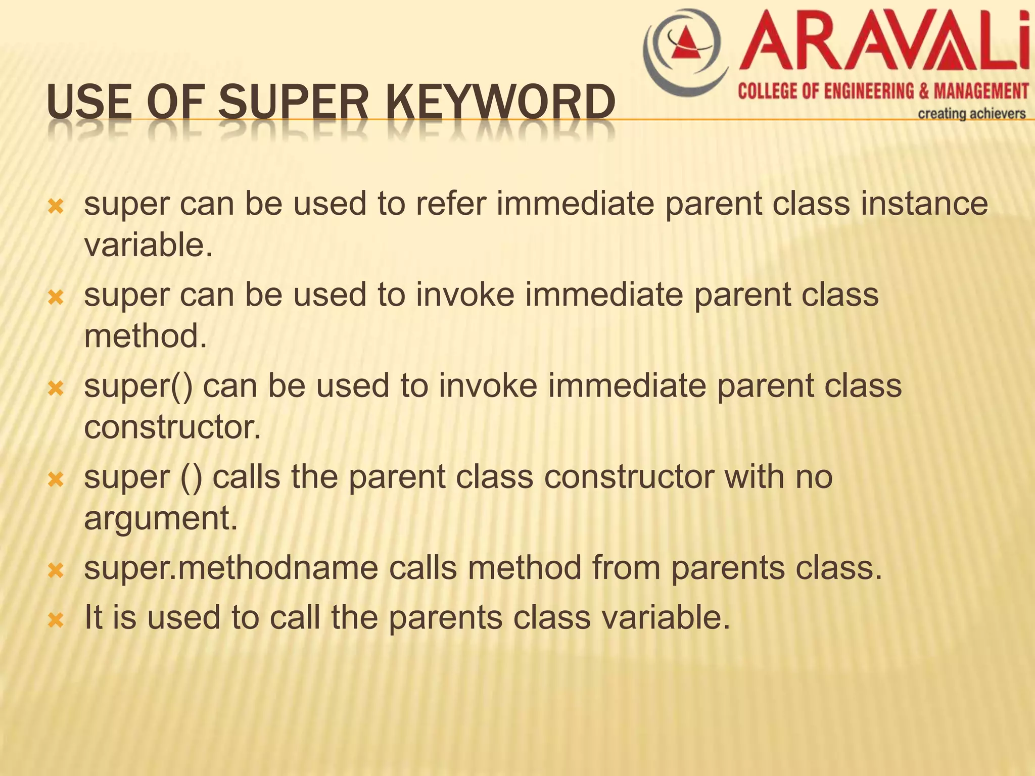 Super and final in java | PPT