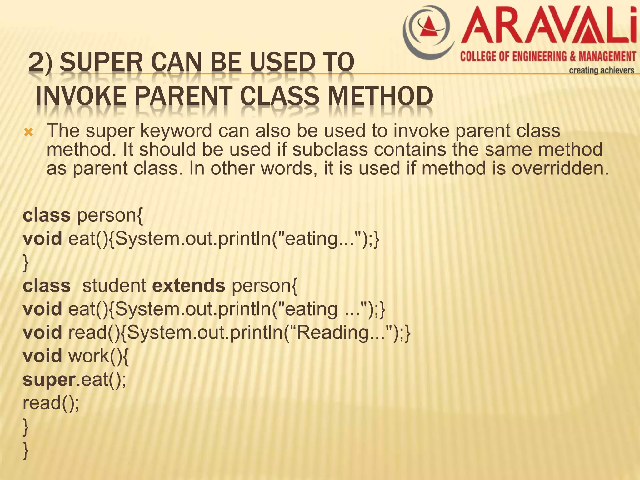 Super and final in java | PPT
