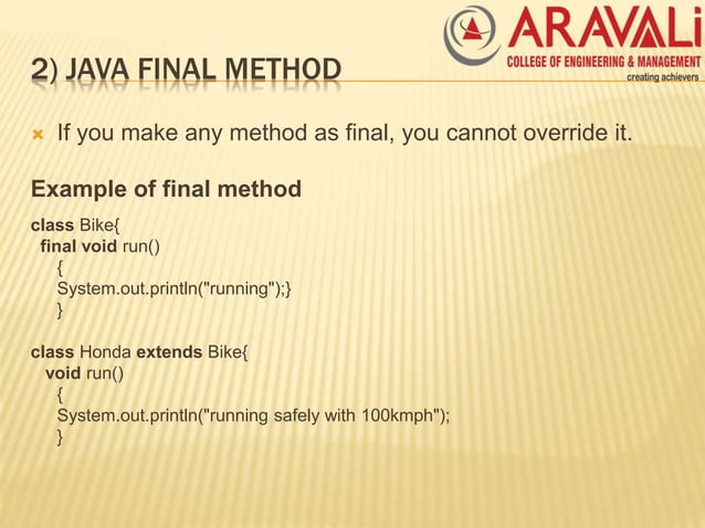 Super and final in java | PPT