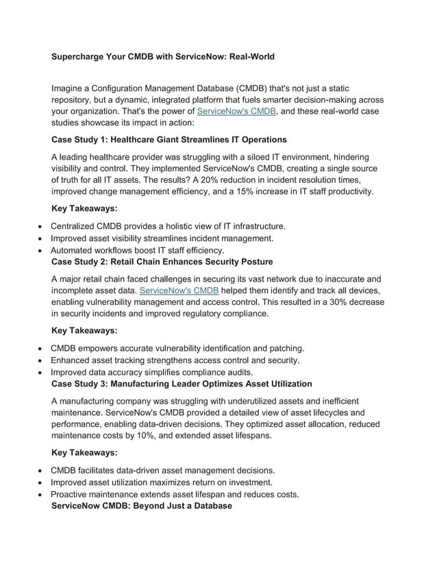 Supercharge Your CMDB with ServiceNow: Real-World | PDF