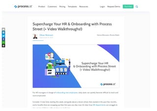 Supercharge Your HR & Onboarding with Process Street (+ Video Walkthroughs!) | PPT