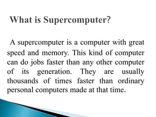 Super computer ppt | PPTX
