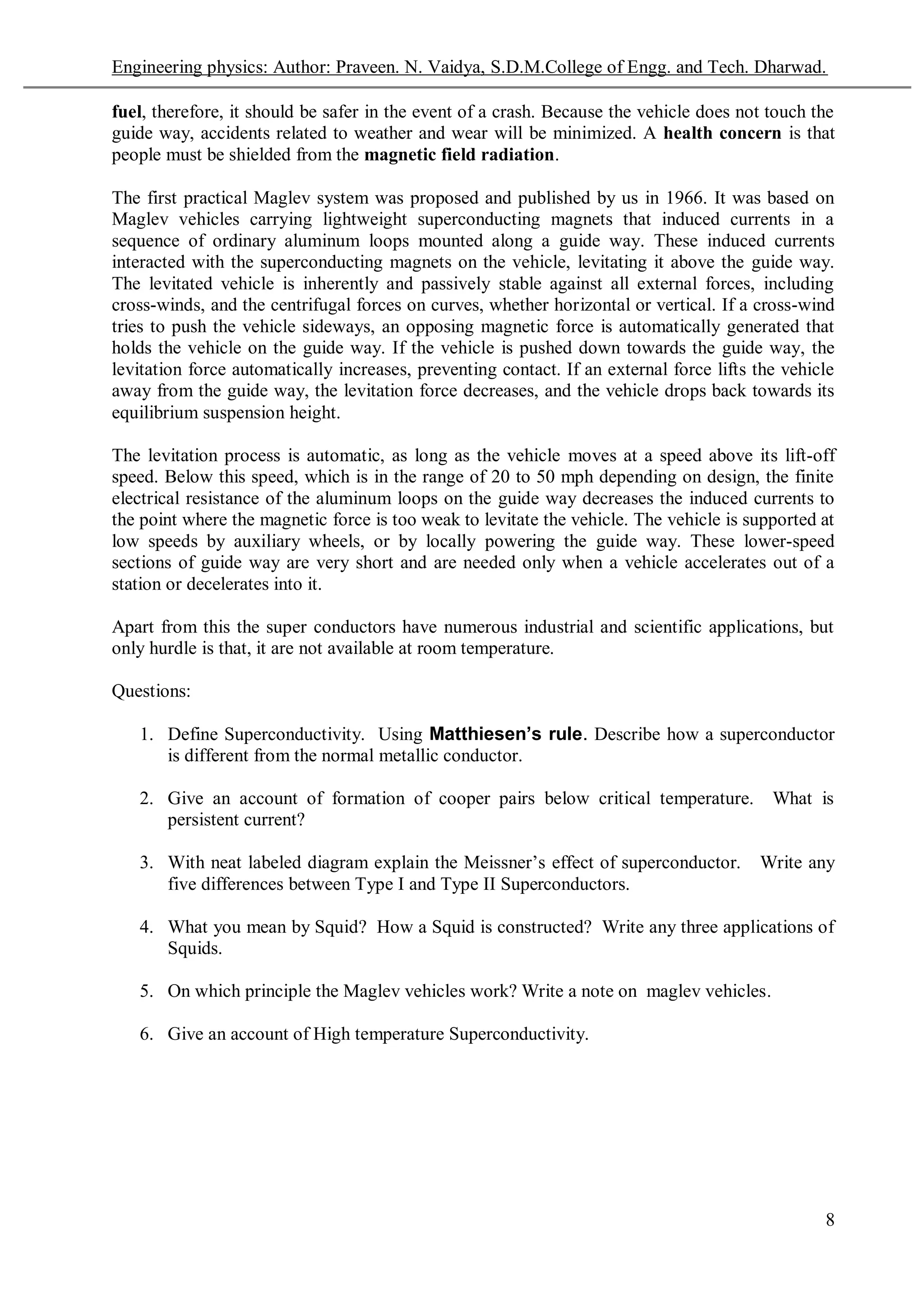 Fundamentals of Superconductivity and its applications | PDF