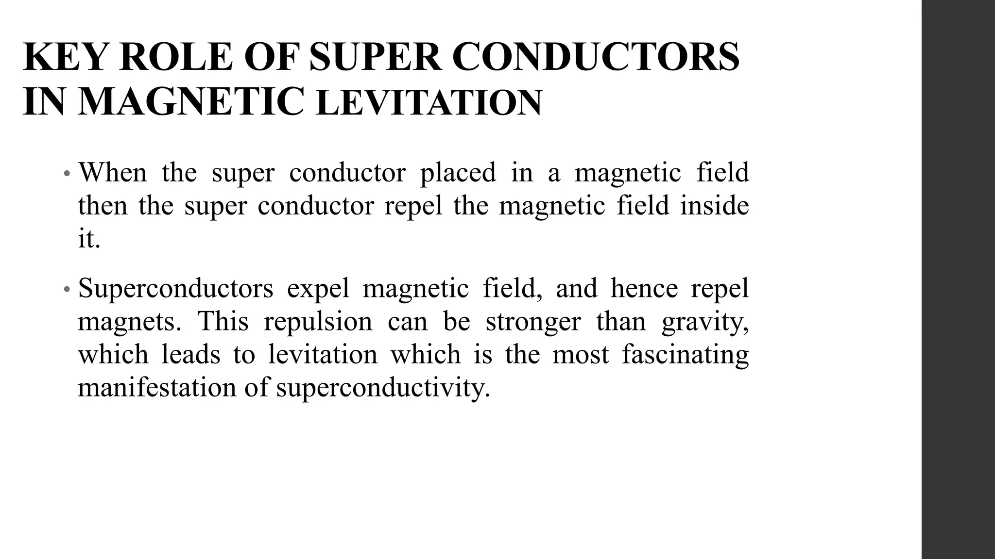 Super conductors and magnetic levitation ppt | PPTX