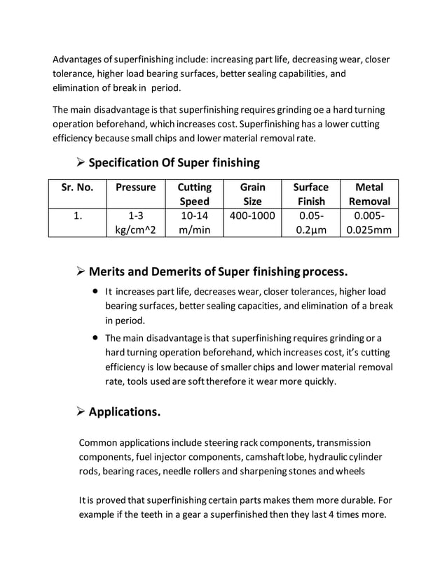 Superfinishing process | DOCX