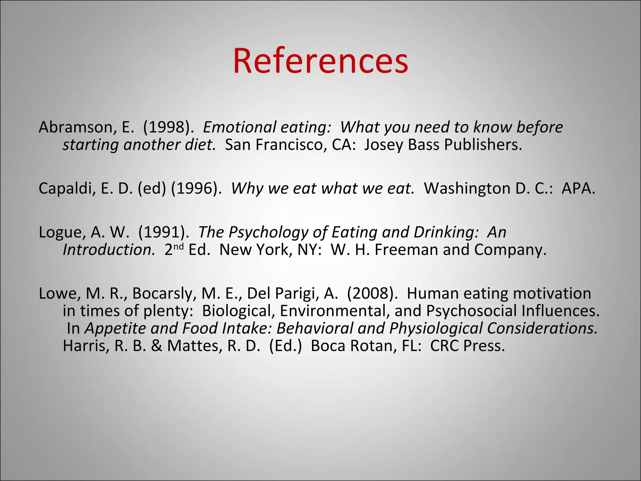 The Psychology of Eating | PPT