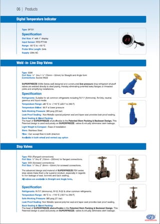 Superfreeze Company Profile and Valves Catalogue | PDF