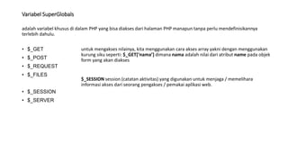 Superglobals dan session pada php | PPTX
