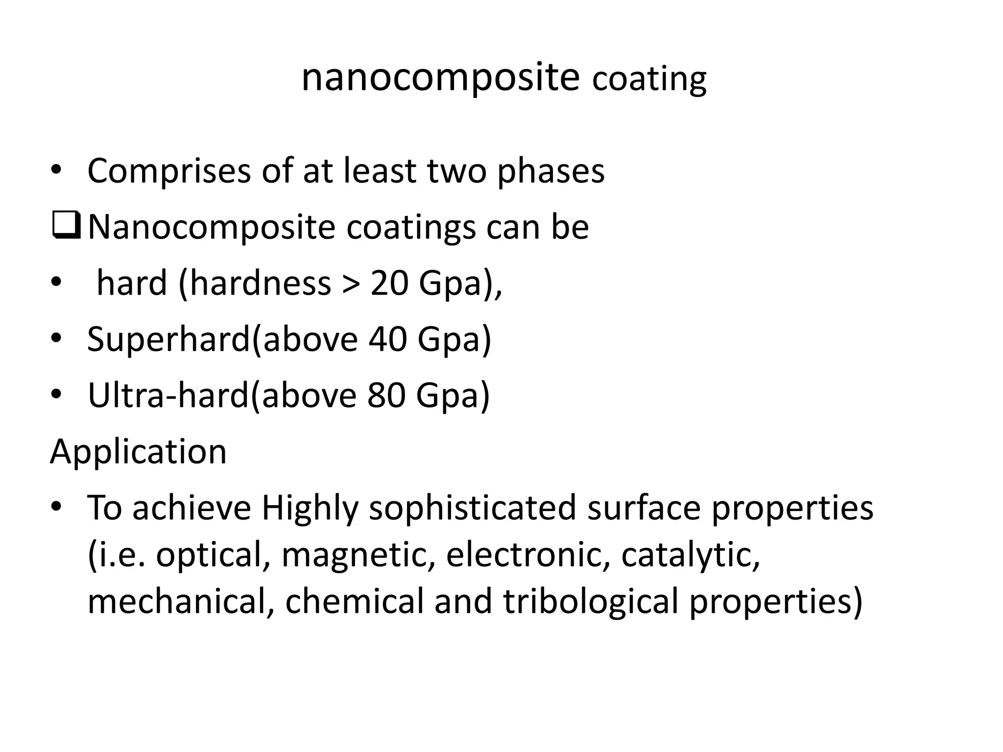 Superhard nano composite coating | PPTX