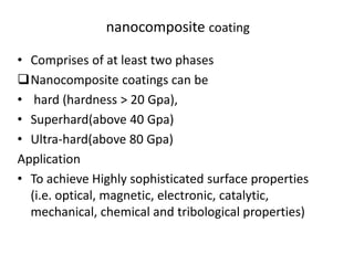 Superhard nano composite coating | PPTX
