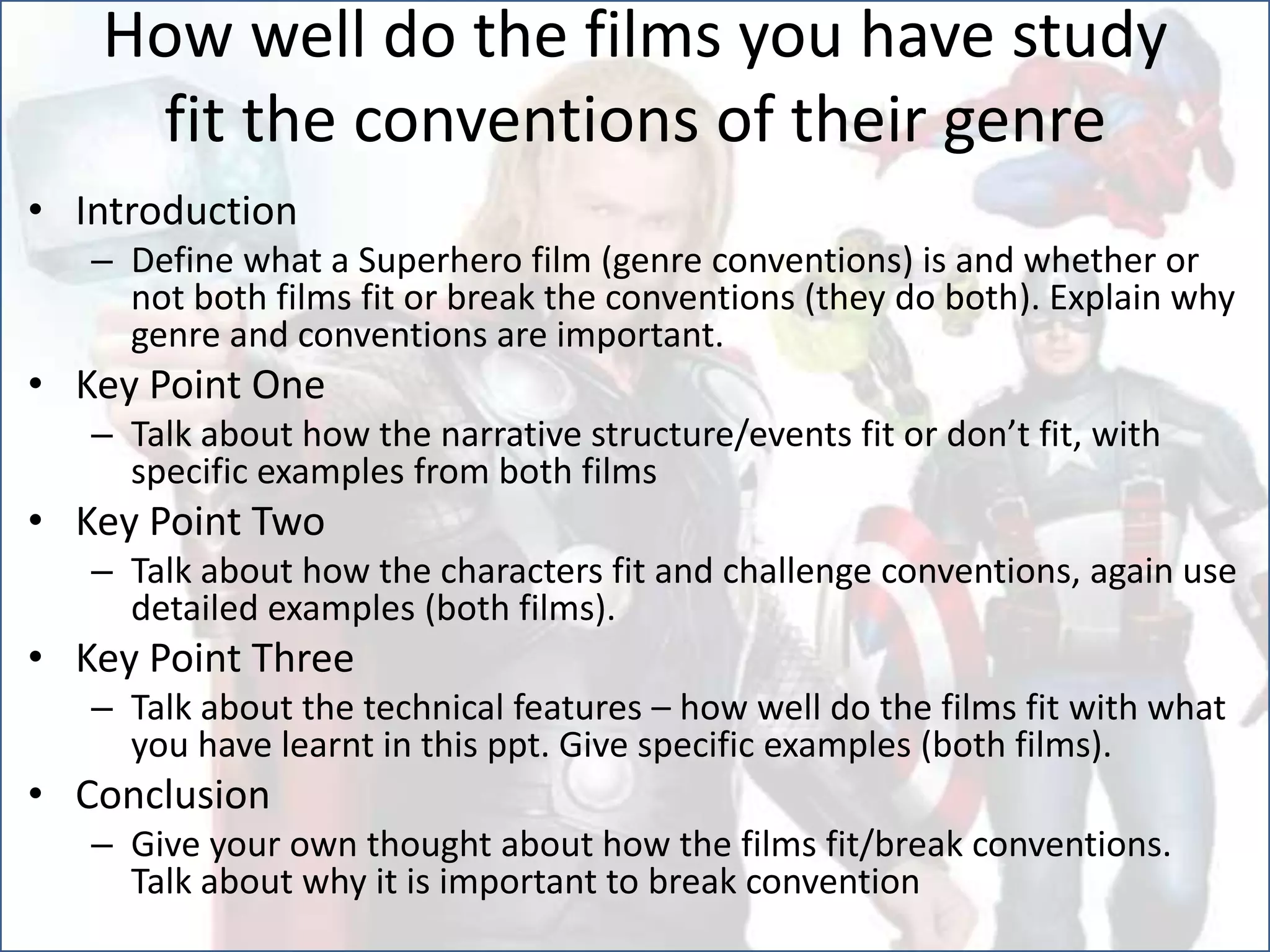 Superhero Films - textual features | PPTX