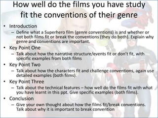 Superhero Films - textual features | PPTX