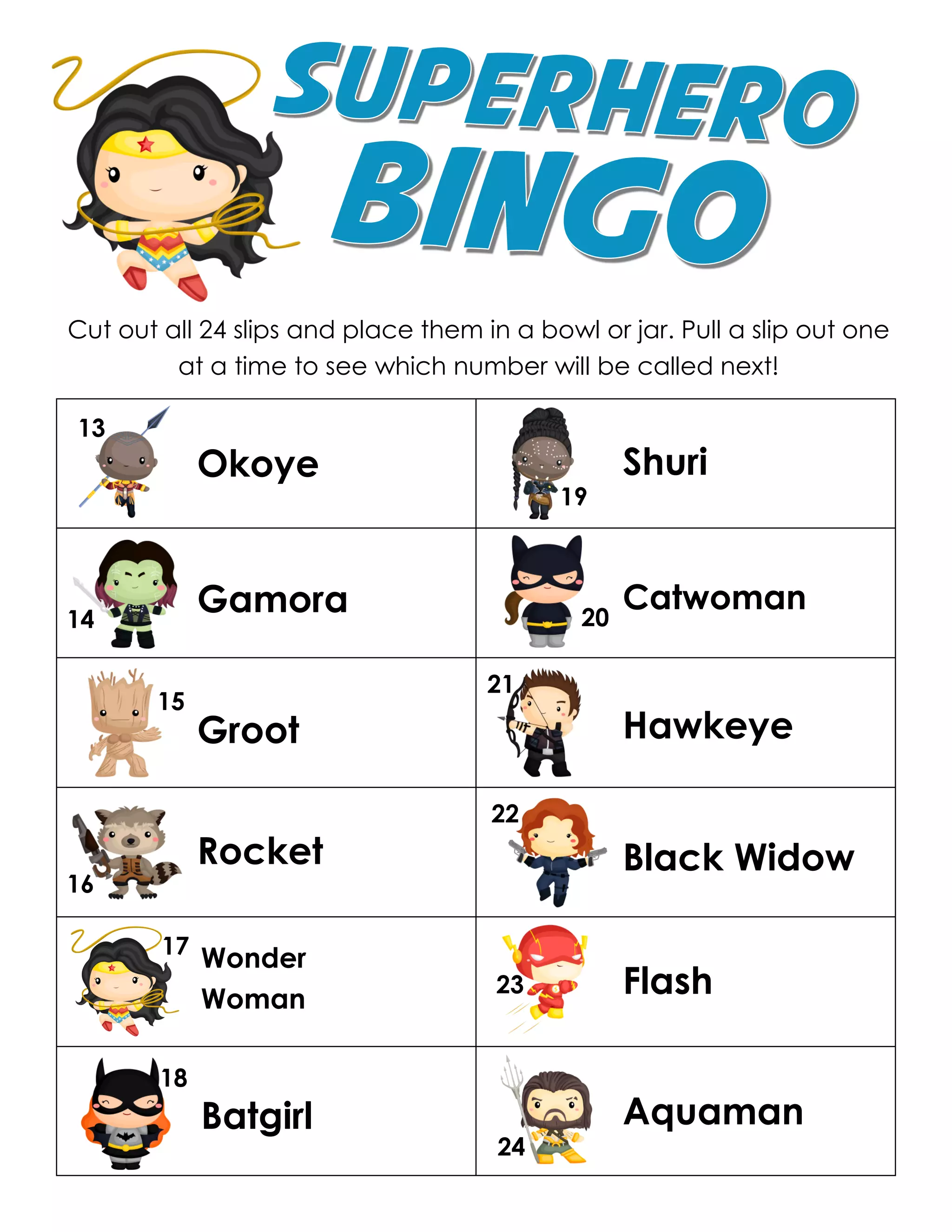Superhero BINGO Cards | PDF