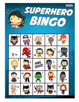 Superhero BINGO Cards | PDF