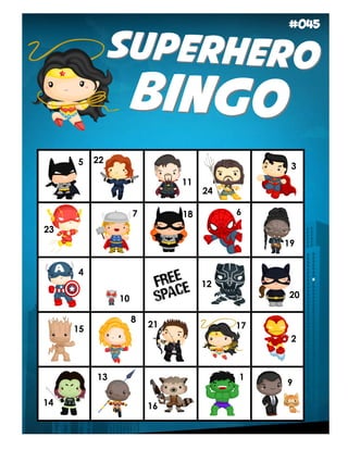 Superhero BINGO Cards | PDF
